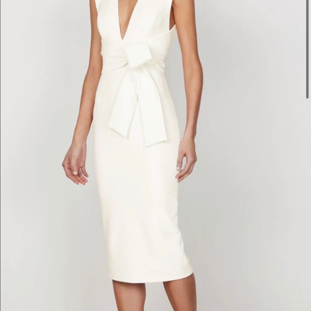 Shona Joy Lucy Plunged Midi Dress Ivory - Gem